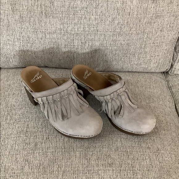Dansko | Shoes | Dansko Suede Fringe Clogssize 4 9 | Poshmark
